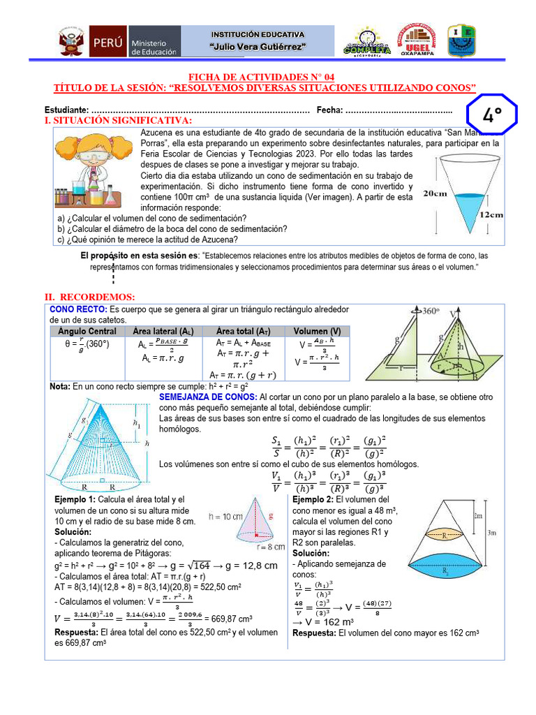 FICHA de Matemática 4 - 4TO - EDA6 | PDF