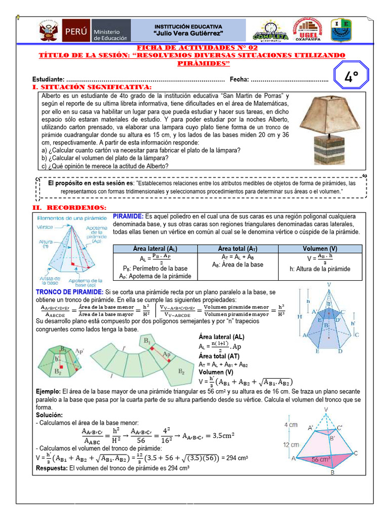 Volumen de Tronco de Pirámide Cuadrangular | PDF | Programación lineal ...