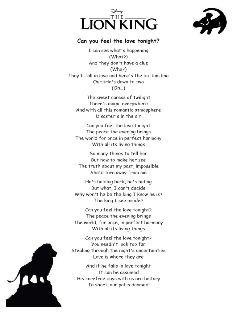 Can you feel the love tonight - LION KING | PDF