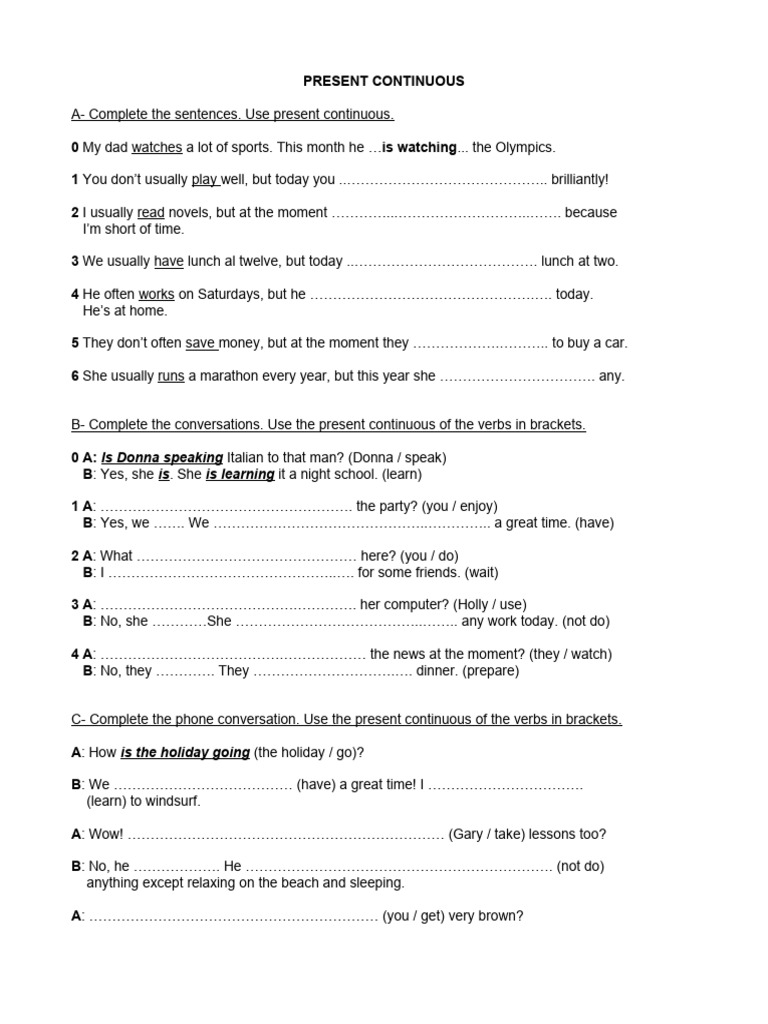 Present_Continuous_Practice | PDF