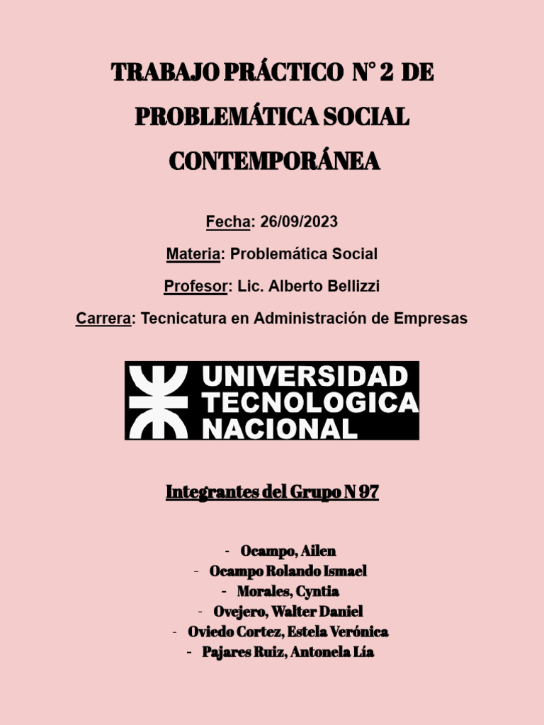 TP 2 PROBLEMATICA SOCIAL grupo 97 | PDF