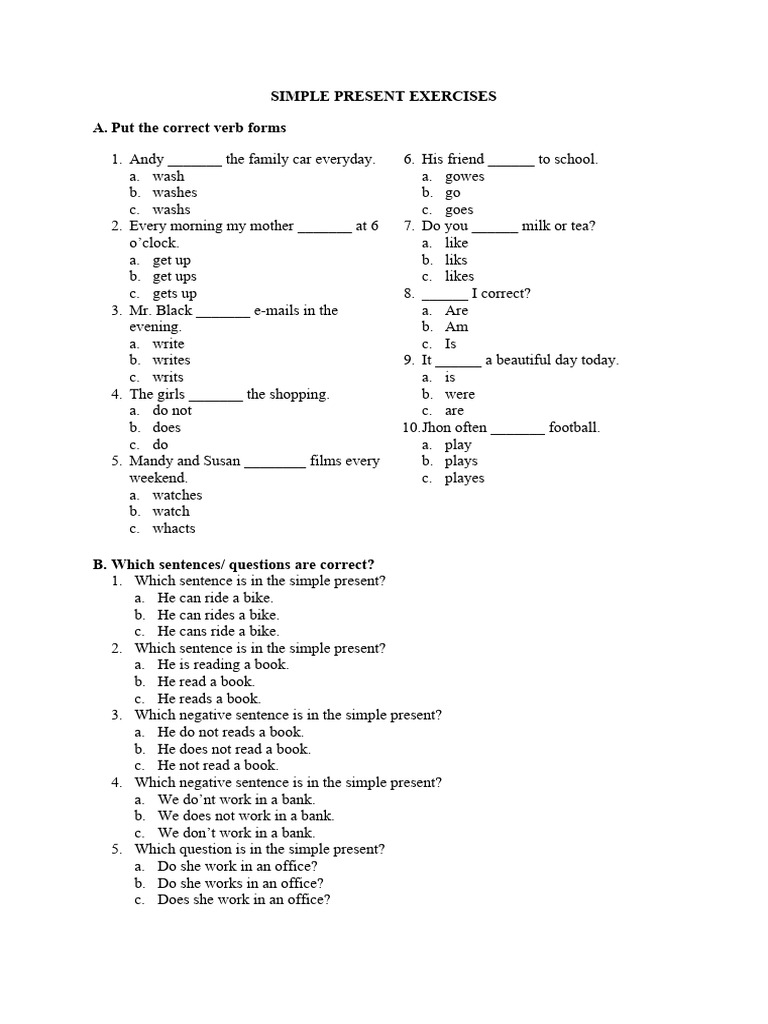 Simple Present Exercises | PDF | Language Arts & Discipline
