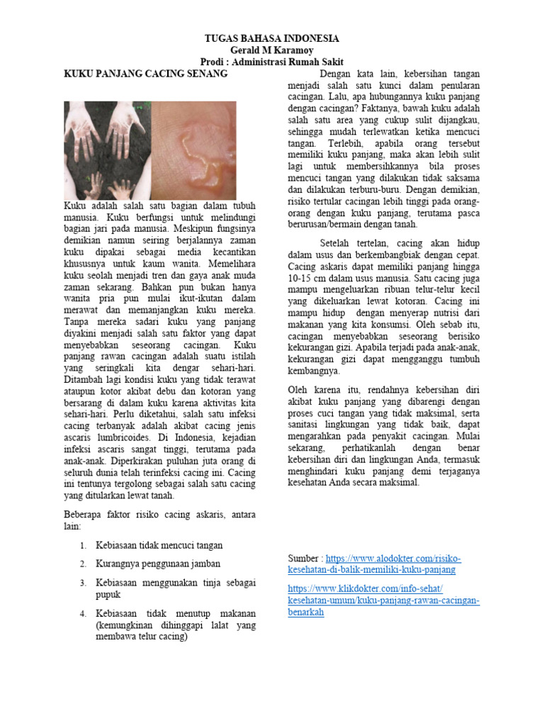 Kuku Panjang Tingkatkan Risiko Cacingan | PDF