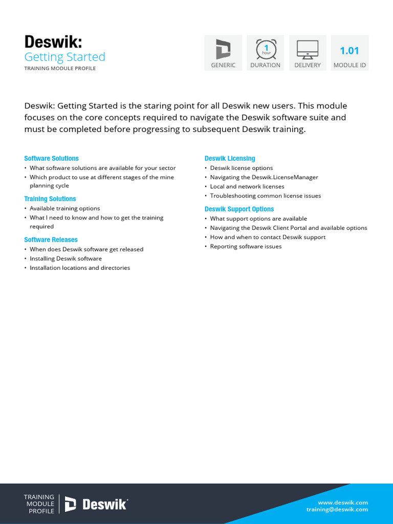 Deswik Beginner's Guide | PDF