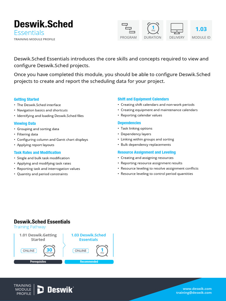 Deswik.Sched Essentials Training Guide | PDF | Computing | Computer Science