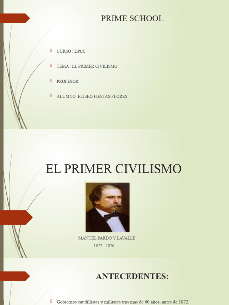 Primer Civilismo en Perú: Manuel Pardo | PDF