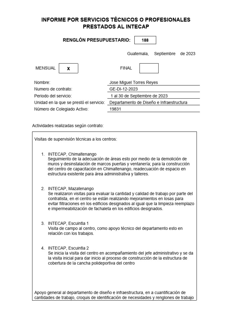 INTECAP Informe 3 | PDF