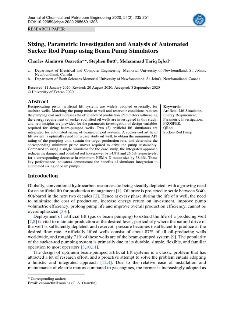 Sizing Parametric Investigation and Anal | PDF