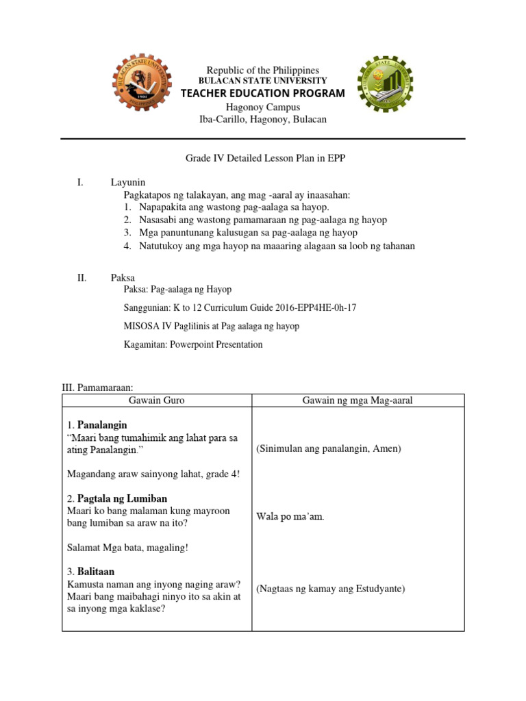 EPP IV Detailed Lesson Plan | PDF