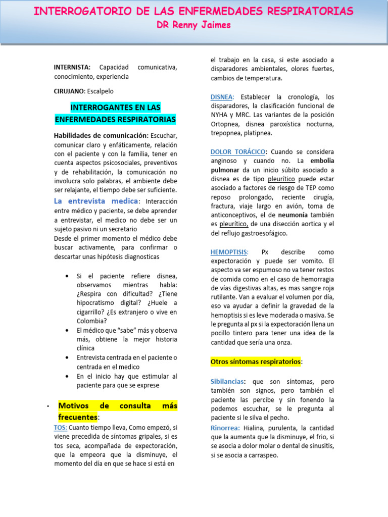 6 Anamnesis Respiratoria - DR Final | PDF
