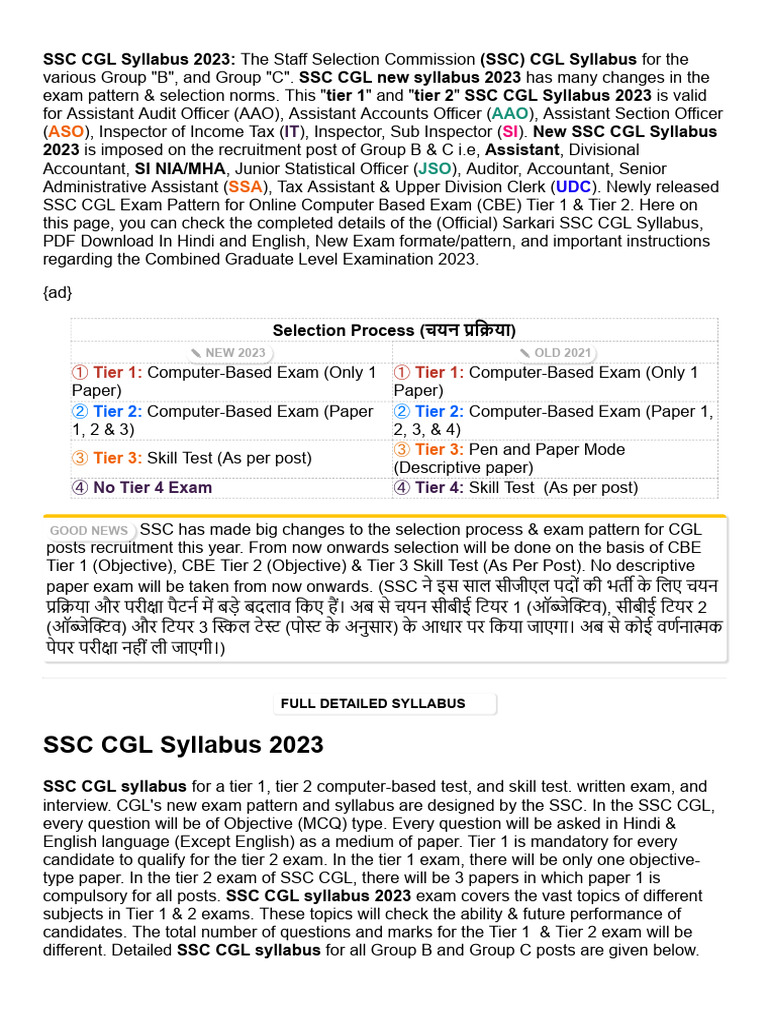 1668765383ssc CGL Syllabus 2023 | PDF