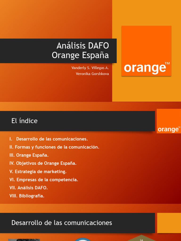 Presentación DAFO Orange Vanderly&Veronika | PDF | Análisis FODA | Marketing
