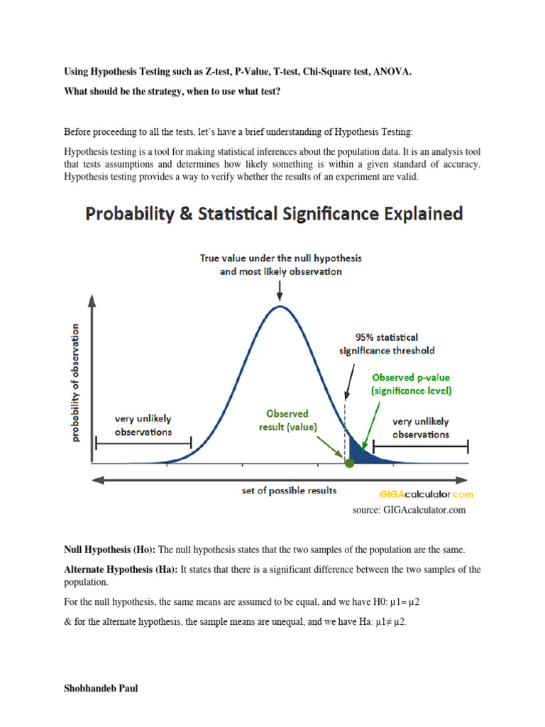 Hypothesis Testing 15pages | PDF | P Value | Statistical Hypothesis Testing