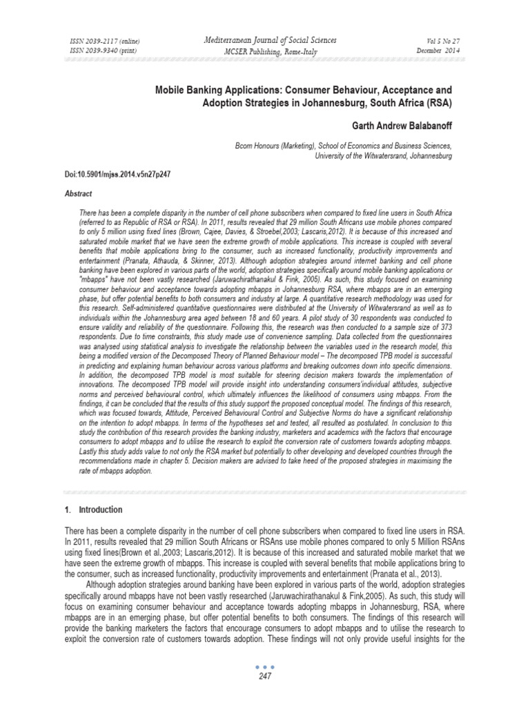 Mobile Banking Applications Consumer Behaviour Acc Pdf Business