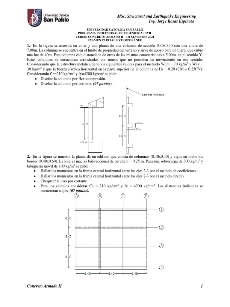 Examen Parcial Extemporáneo Ca2 1er Sem 2021 | PDF