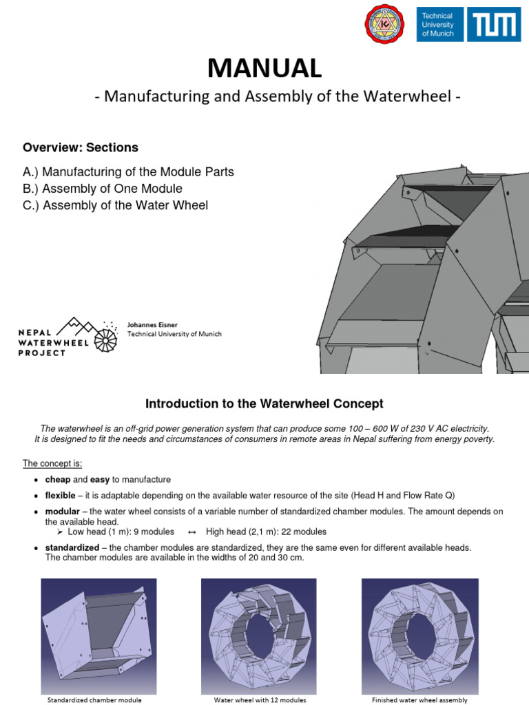 Manual WaterWheel Version 01 | PDF | Screw | Sheet Metal