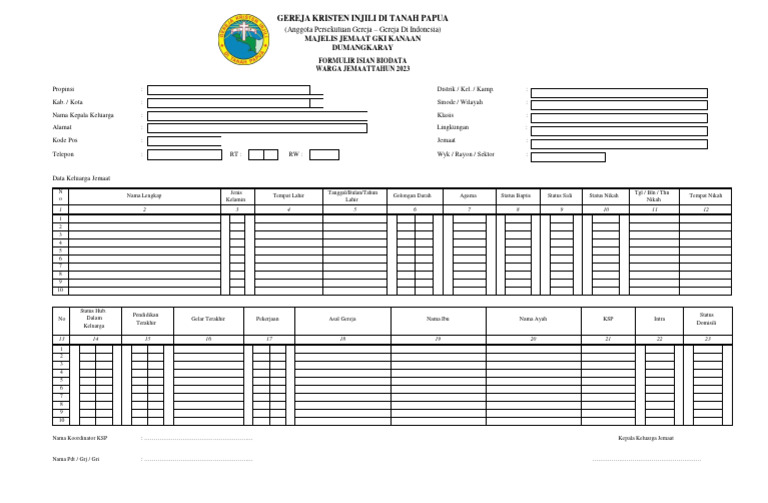 Formulir Isian Database Wargajemaat | PDF