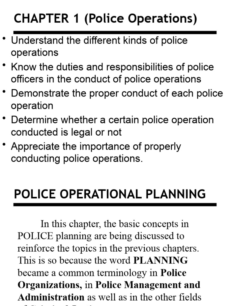 LEA 4 Police Operations | PDF | Goal | Police