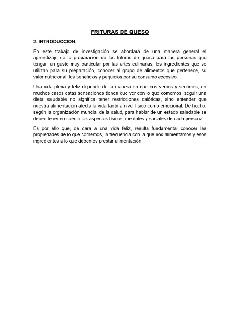Proyecto Frituras de Queso | PDF | Leche | Alimentos