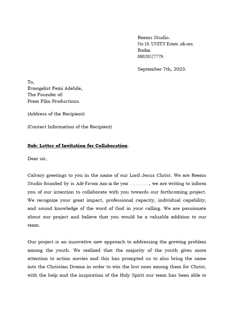Collaboration Letter | PDF