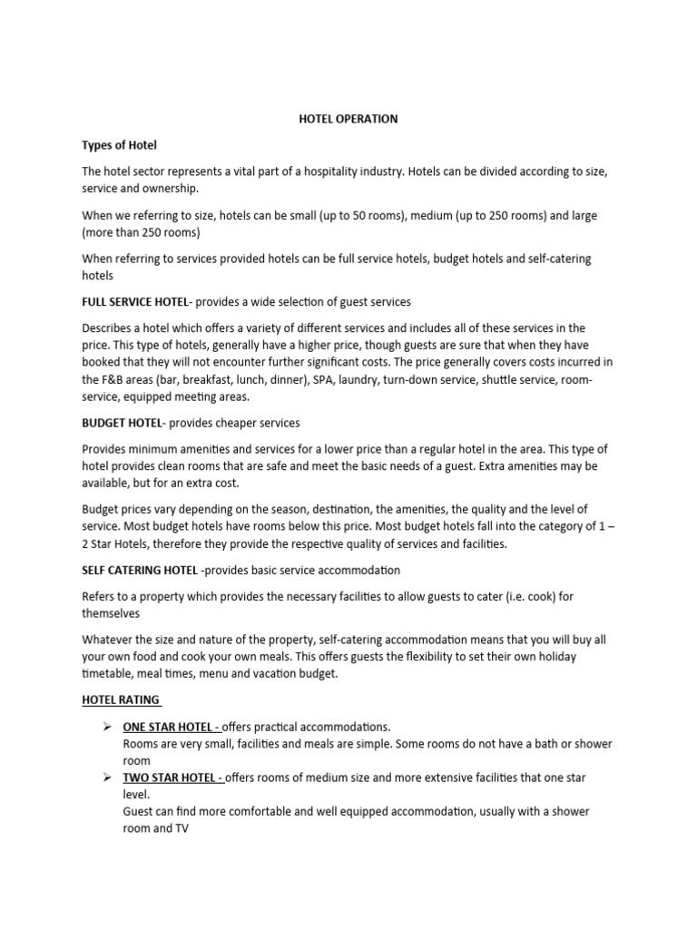 Chapter 2-HOTEL OPERATION- written report | PDF