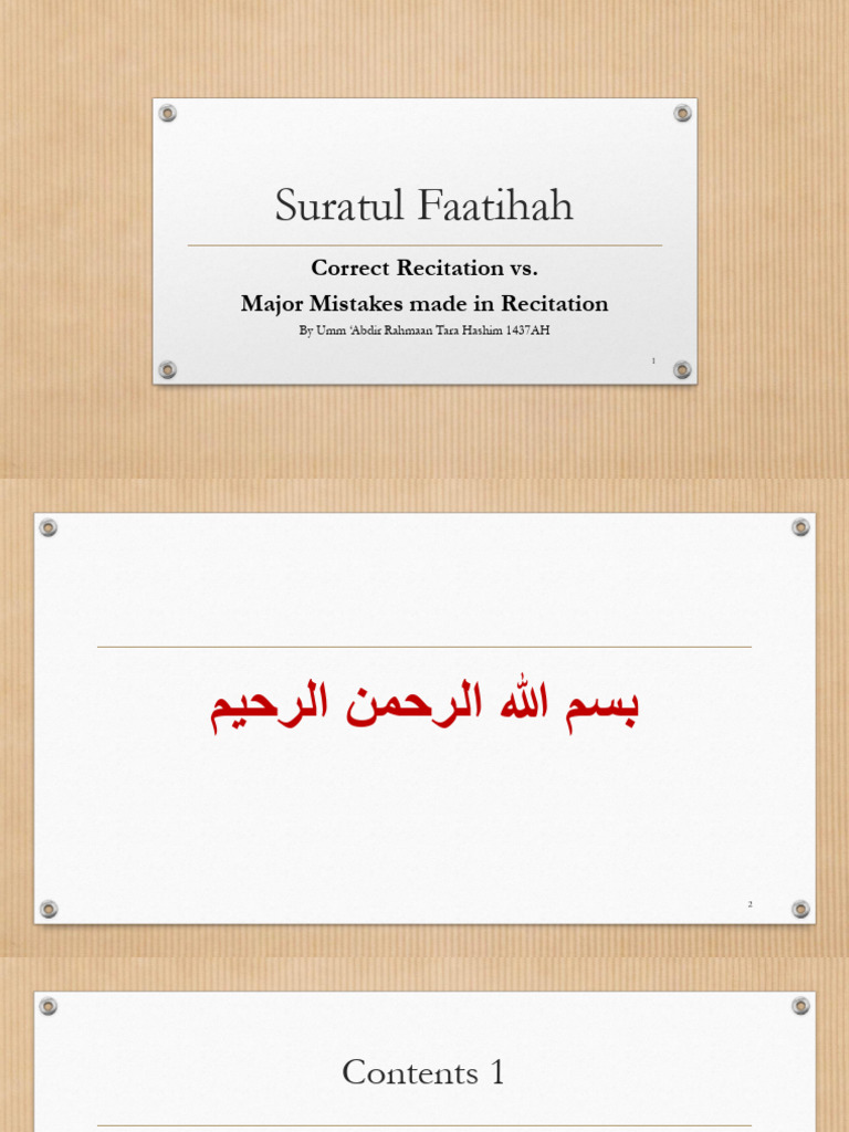 Suratul Faatihah Points To Note Updated FRM | PDF