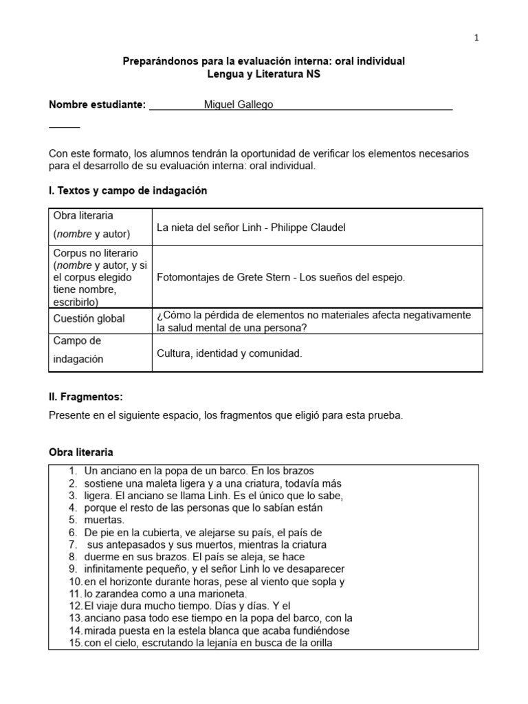 Preparándonos para La Evaluación Interna - LyL | PDF