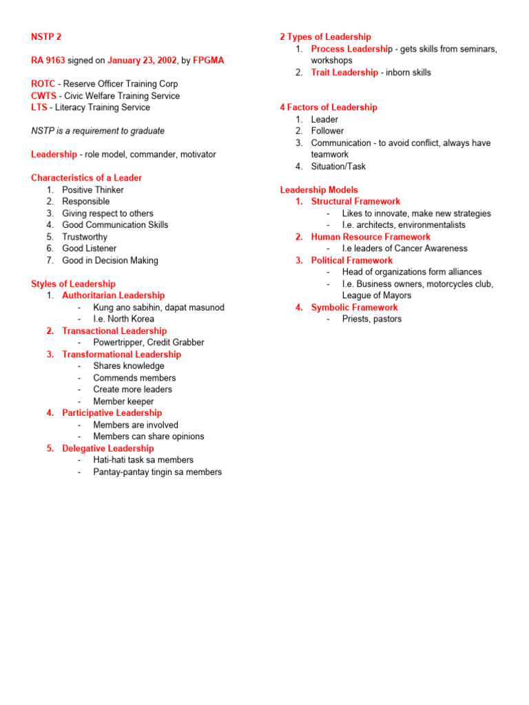 NSTP 1 | PDF | Leadership | Cognition