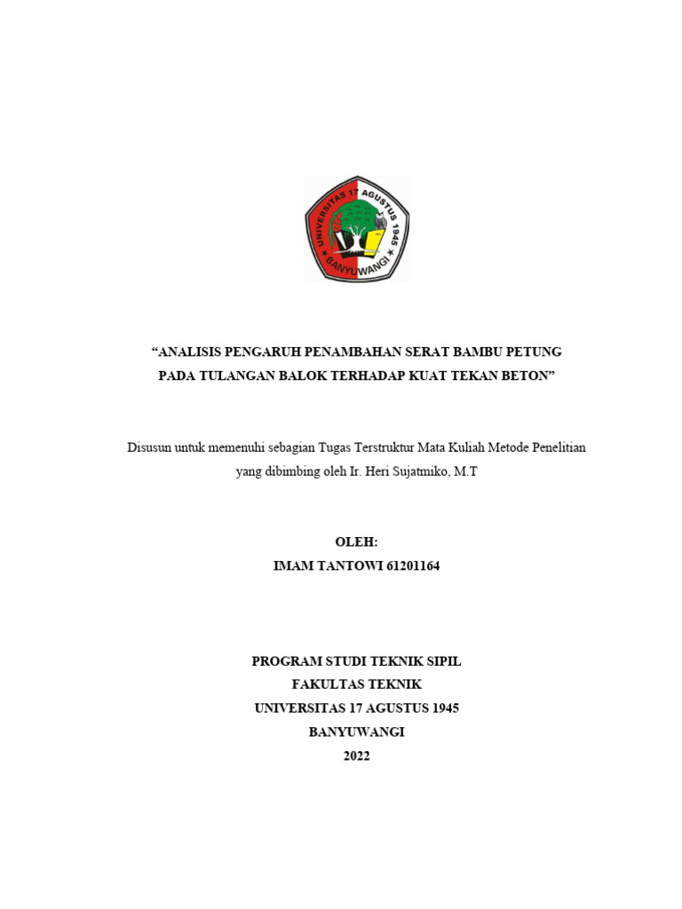 Karya Tulis Ilmiah - Imam Tantowi - 61201164 - Teknik Sipil - B | PDF