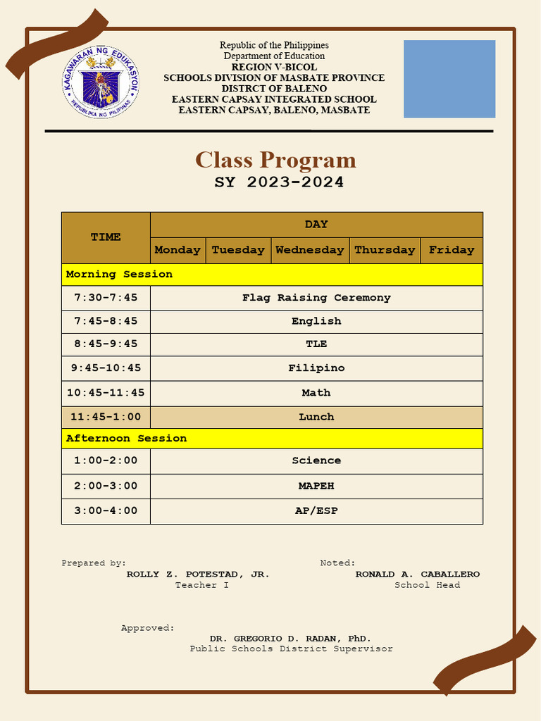 Class-Program - Docx Sir Rolly | PDF