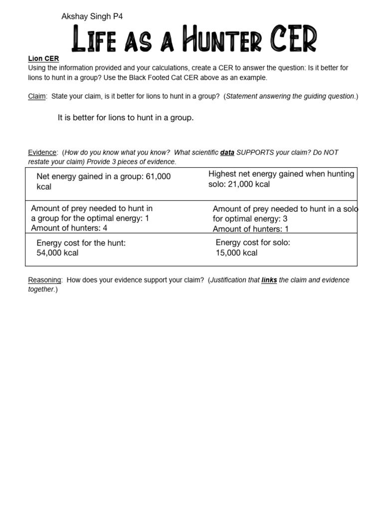 Life As A Hunter CER | PDF | Lion | Predation