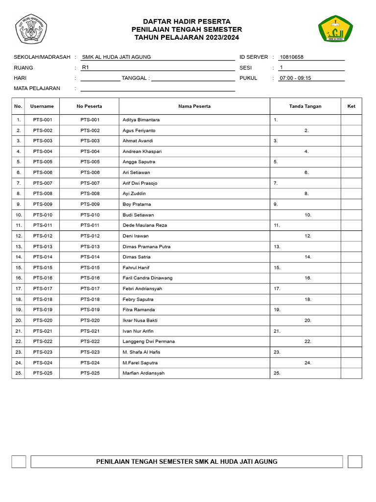 Absensi PTS Kelas Xii | PDF