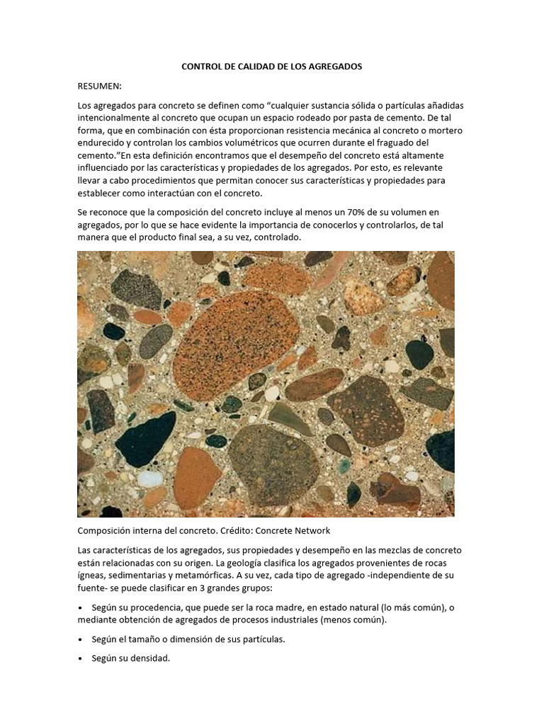 Control de Calidad de Los Agregados | PDF