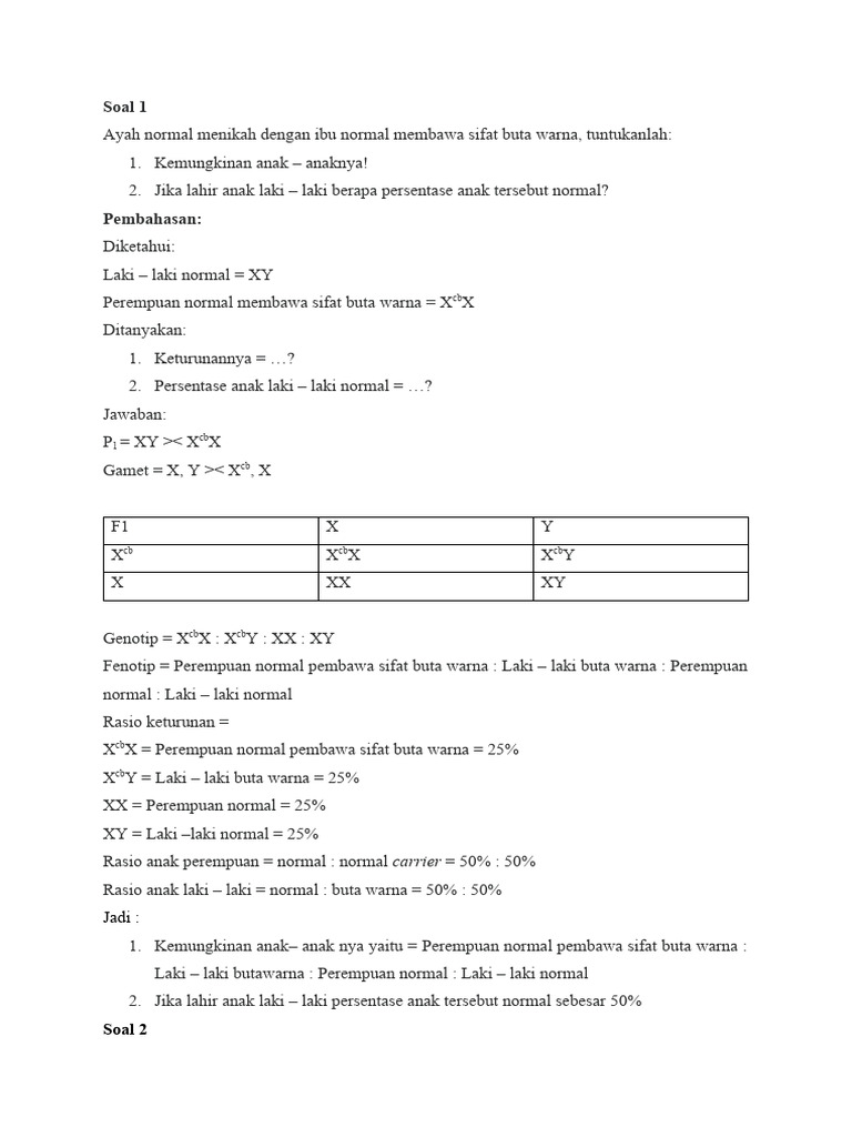 Persilangan Genotip Buta Warna Anak | PDF