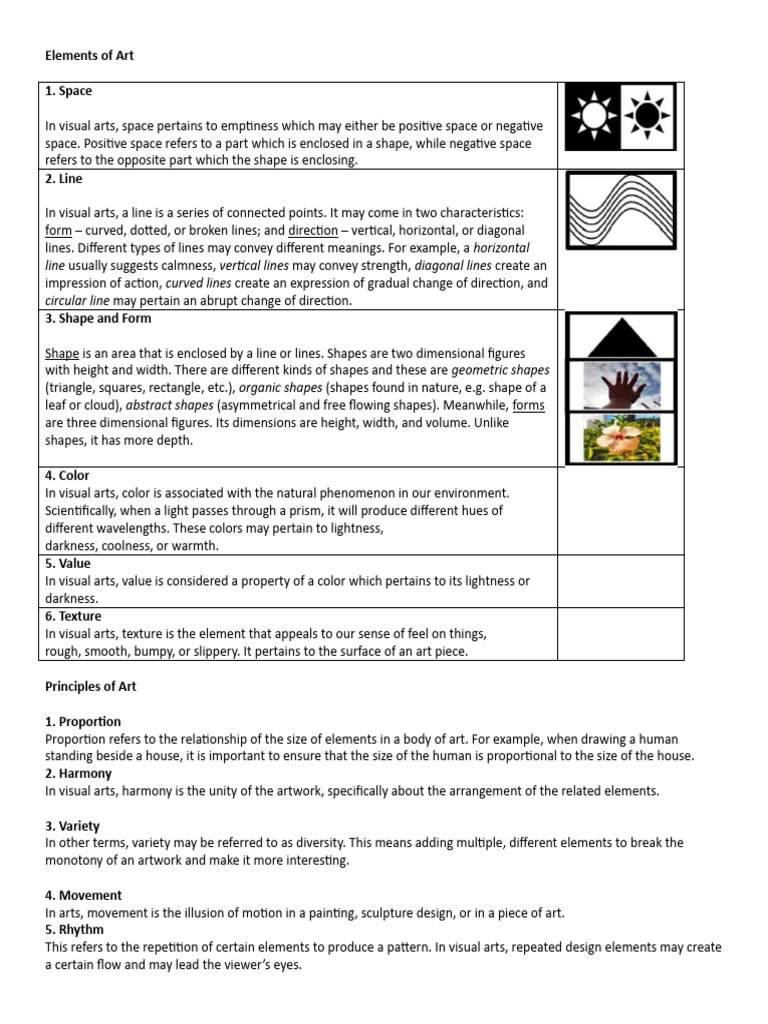 Elements and Principles of Art | PDF | Shape | Vision
