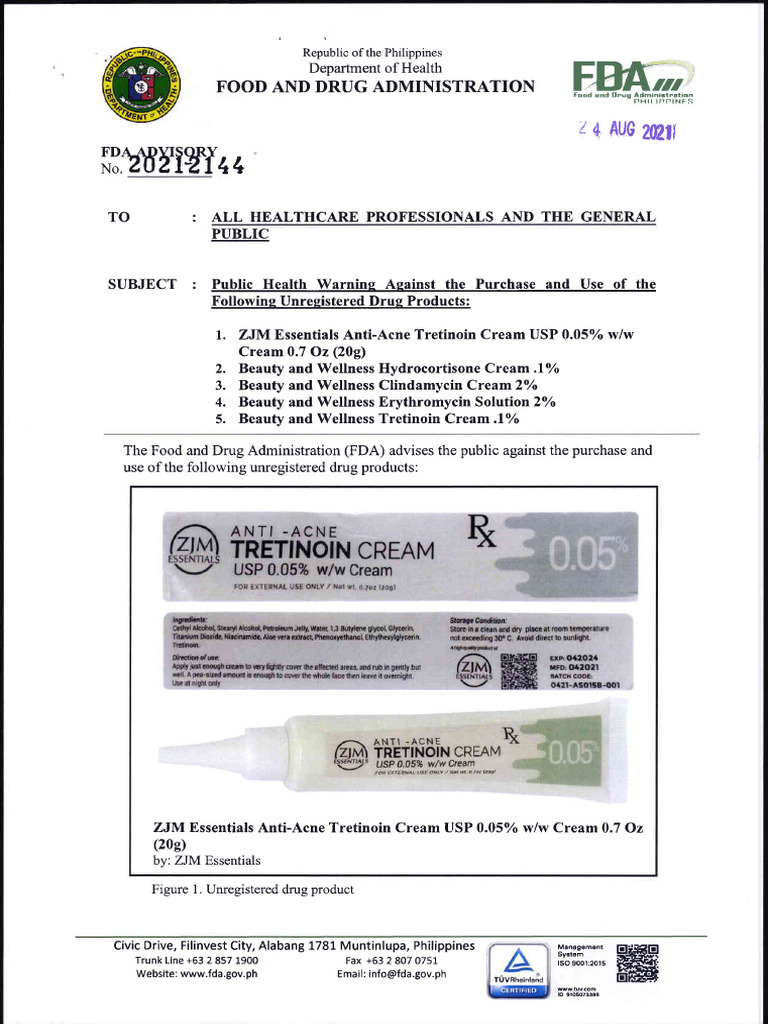 FDA Advisory 2021 2144 | PDF