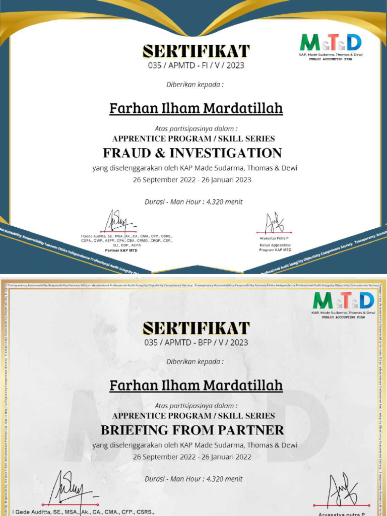 Magang KAP - Farhan Ilham Mardatillah - Fraud and Investigation (1 ...