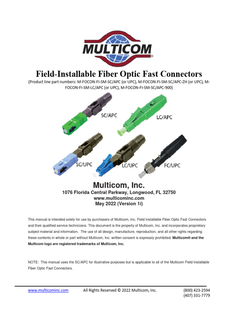 M-FOCON-FI-SM-xx-Field-Installable-Fiber-Optic-Fast-Connectors-User ...