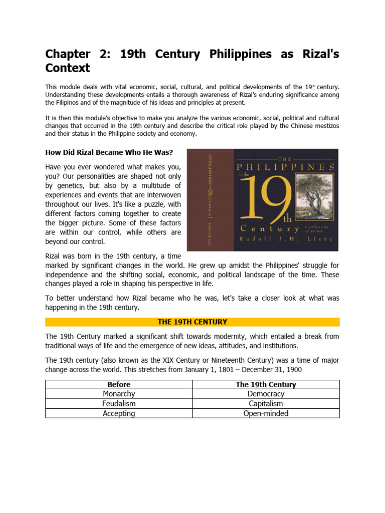 Chapter 2-19th Century Philippines as Rizal's Context | PDF