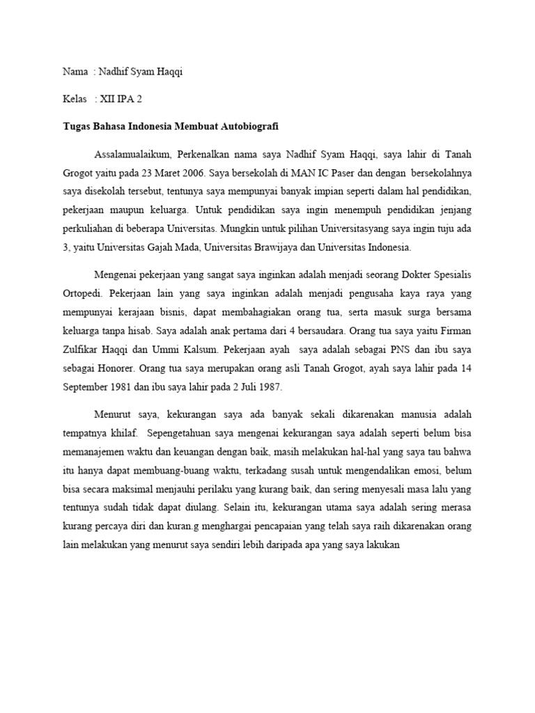 Tugas Membuat Autobiografi Bahasa Indonesia Pdf