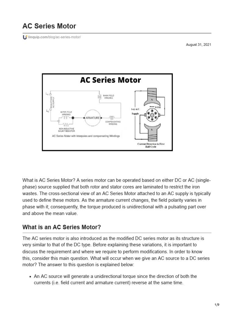 AC Series Motor | PDF | Electric Motor | Alternating Current