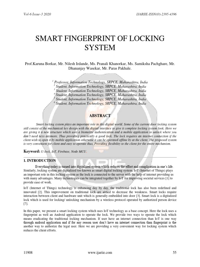 Smart Fingerprint of Locking | PDF | Internet Of Things | Internet
