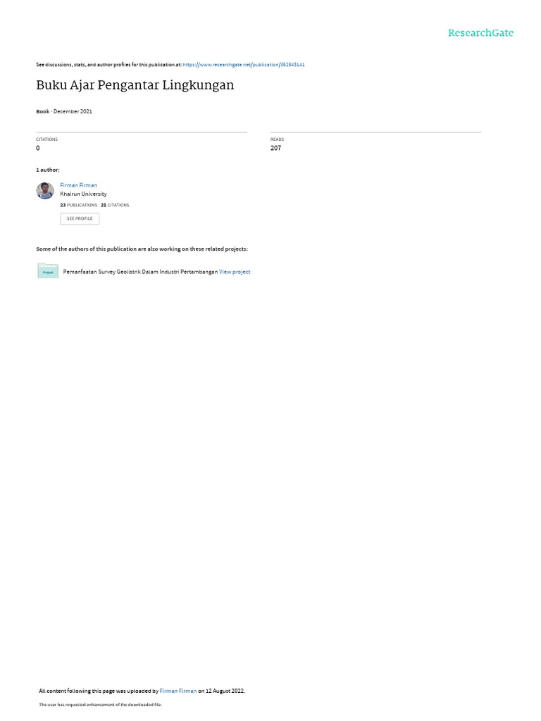 BukuAjarPengantarLingkungan v.2.0 B5 Firman | PDF