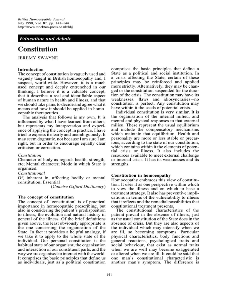 Jeremy Swayne - Constitution (1998) | PDF | Premenstrual Syndrome ...