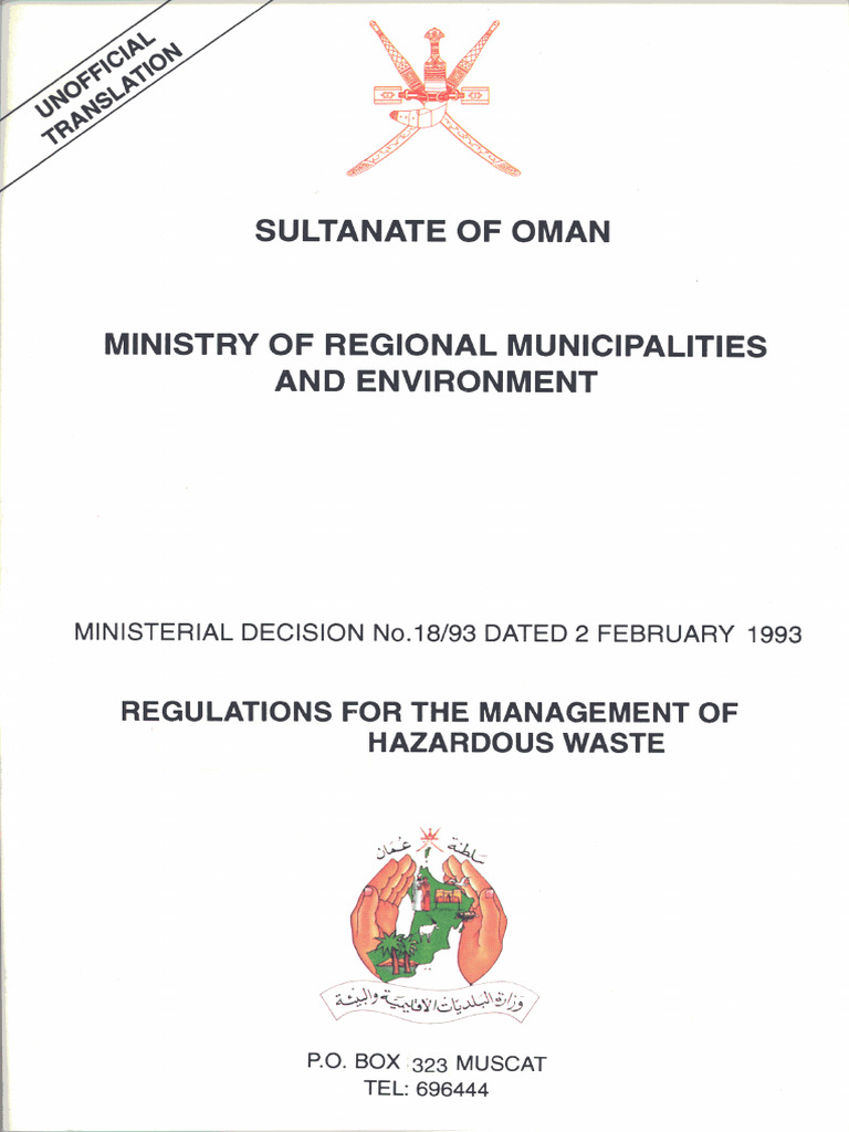 MD 18-93 Management of Hazardous Waste | PDF