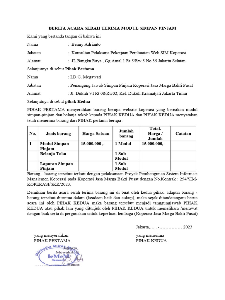 BERITA-ACARA-SERAH-TERIMA-MODUL-SIMPAN-PINJAM | PDF