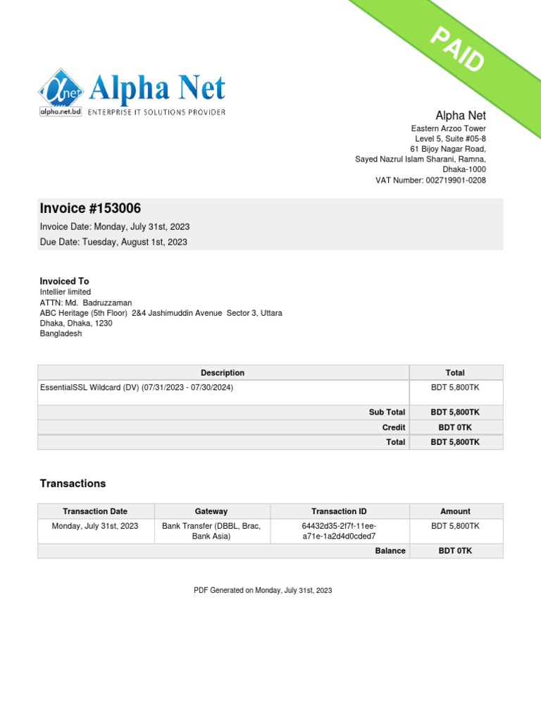 Invoice 153006 | PDF | Bangladesh