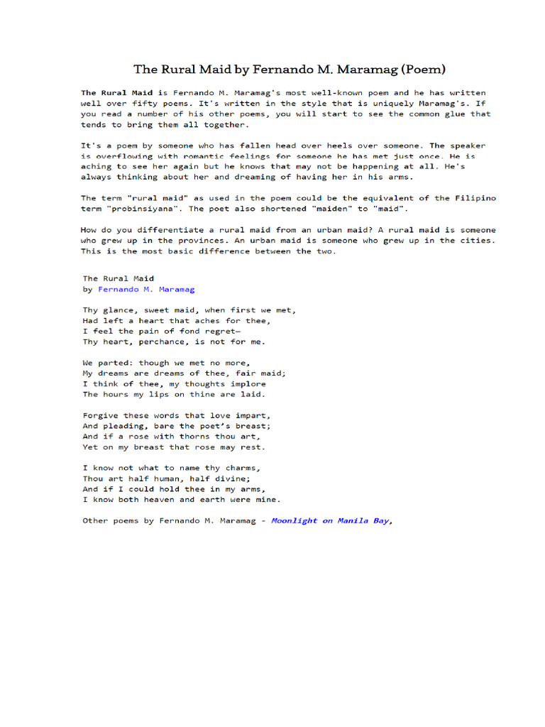 The Rural Maid by Fernando Maramag | PDF