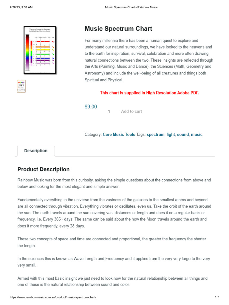 Music Spectrum Chart - Rainbow Music | PDF | Pitch (Music) | Frequency