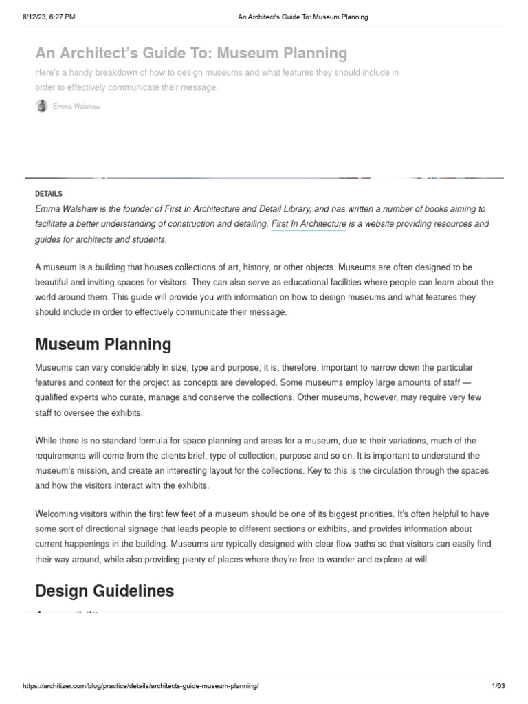 An Architect's Guide To_ Museum Planninggg22 | PDF | Museum | Architect An Architect's Guide To_ Museum Planninggg22 | PDF | Museum | Architect